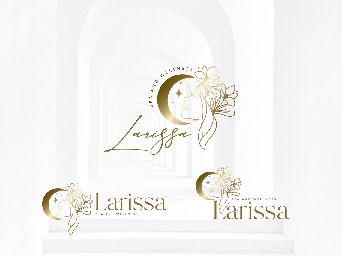 Woman Face Logo Moon Logo Design Woman Line Art Logo Boho - Etsy