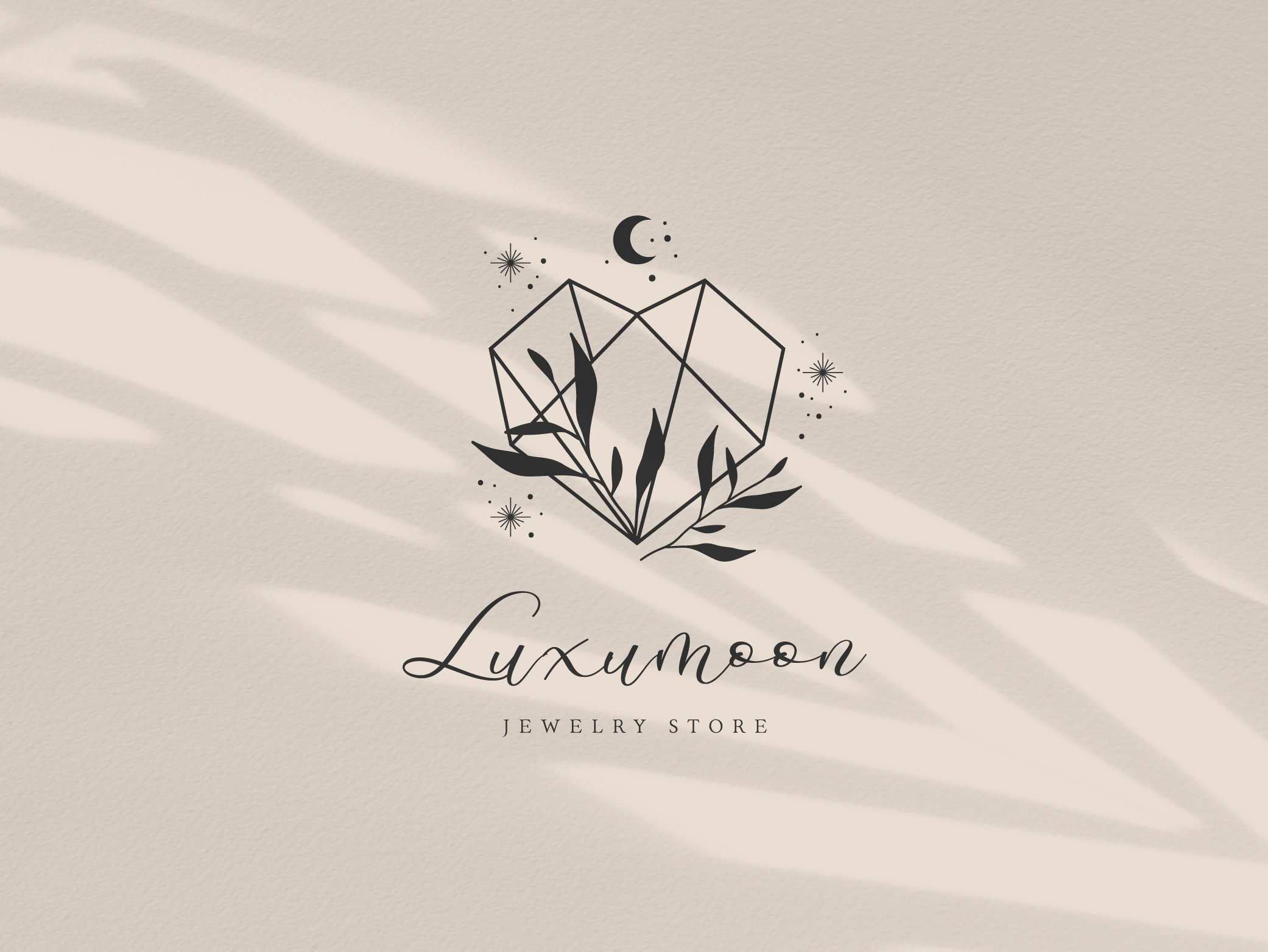Jewelry Logo Spiritual Moon Diamond Logo Heart Logo Beauty | Etsy
