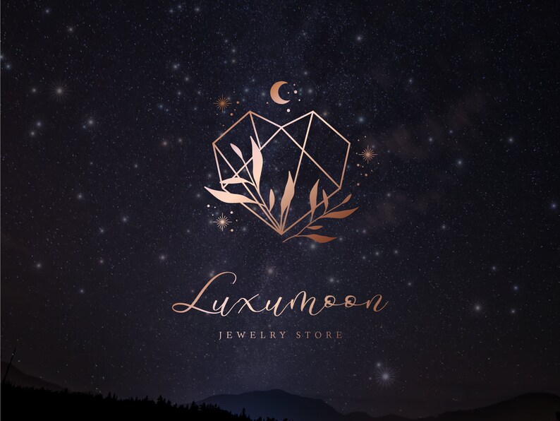 Jewelry Logo Spiritual Moon Diamond Logo Heart Logo Beauty | Etsy