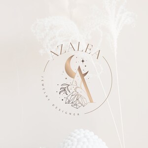 Monogram Logo, Moon Logo, Spiritual Logo, Gold Letter Logo, Initials ...