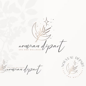 Gold Moon Logo, Minimal Celestial Logo, Spiritual Logo, Stars Logo ...