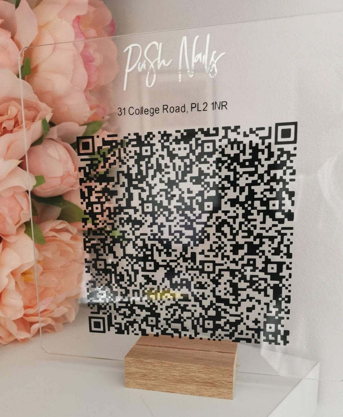 Acrylic Sign QR Code Business Sign Hexagon Stand | Etsy