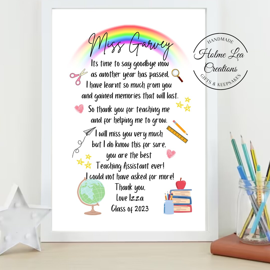 Personalised Teacher / Teaching Assistant Poem Frame - Etsy UK