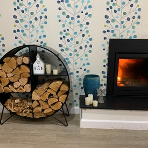 Log Store-log Holder-freestanding-kindling Store-fireside Furniture-log ...