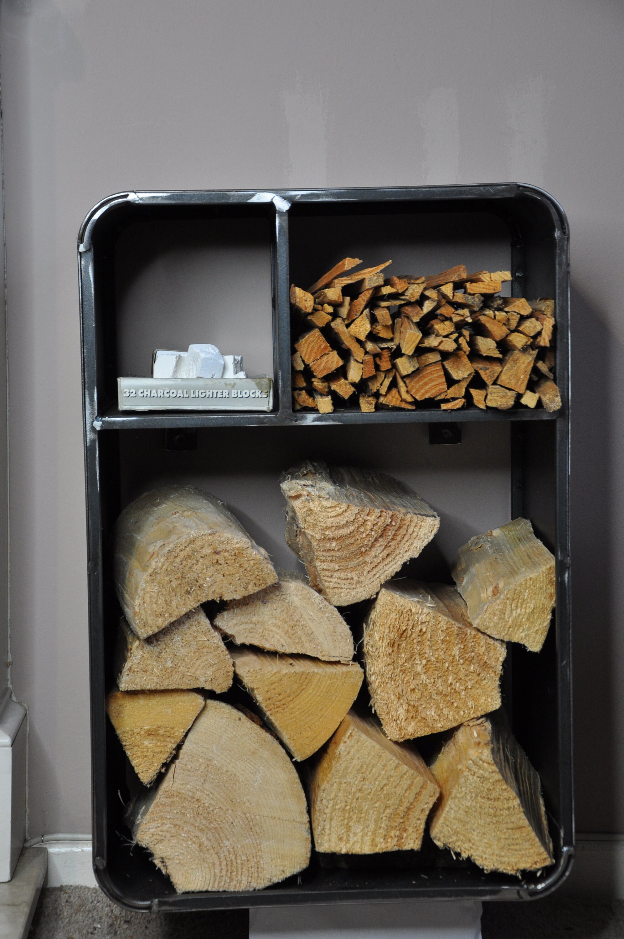 Industrial Modern Chic-log Holder-log Store-wall Mounted-kindling Store ...