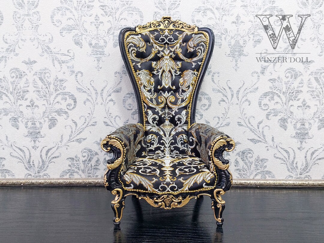 1/4 Baroque Throne Black & Gold for Dolls 16 In - Etsy