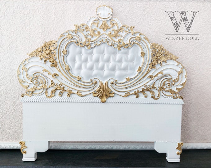 1/4 Baroque Headboard for Dolls 16 Inch, Bedhead White & Gold, BJD Furniture - Etsy