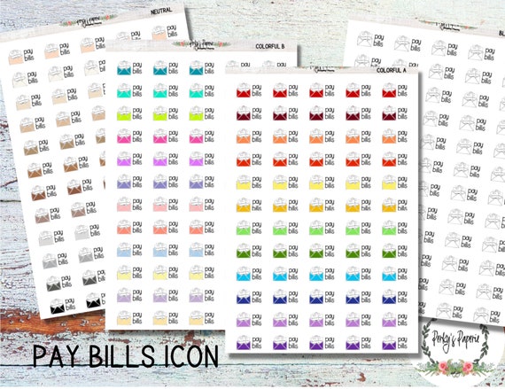 Pay Bills Planner Sticker Pay Bills Icon Pay Bills Script - Etsy