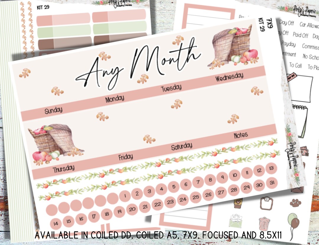 September 2023 Monthly View Calendar Decorative Planner Stickers Fall ...