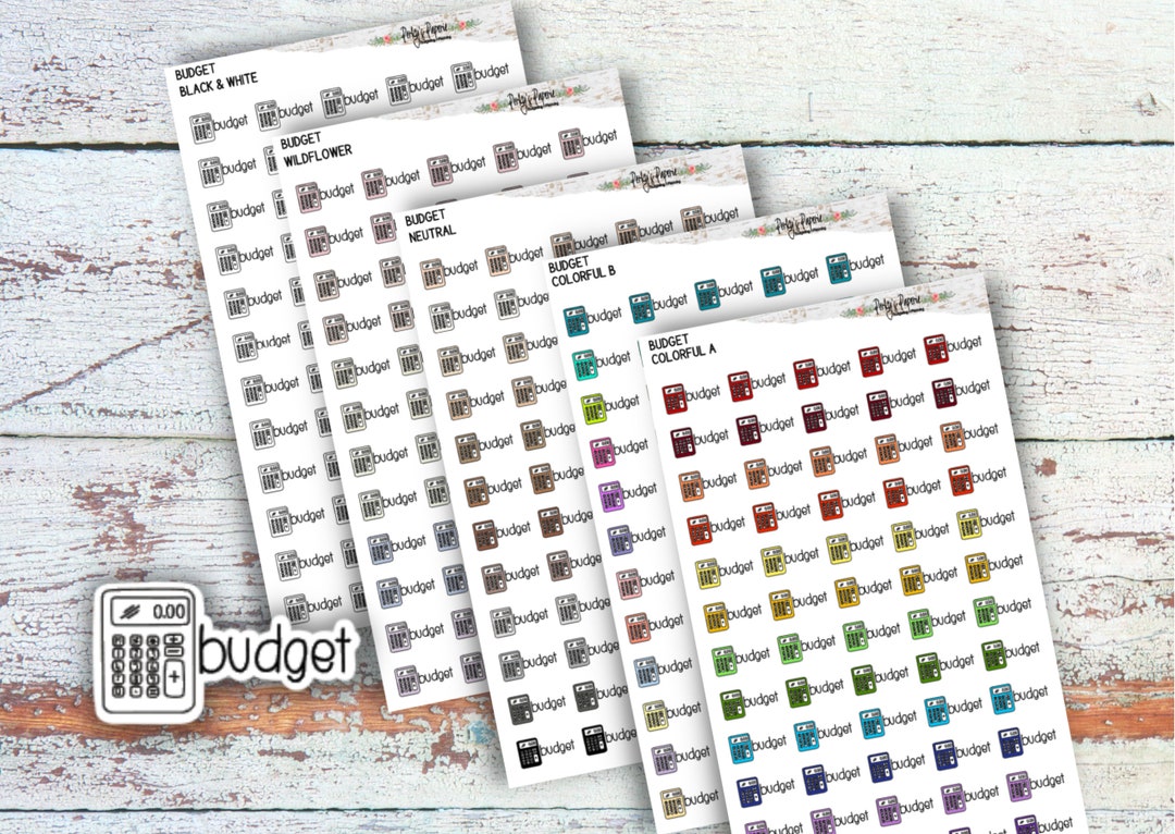Budgeting Planner Sticker With Calculator Icon and Font, Budget Time ...