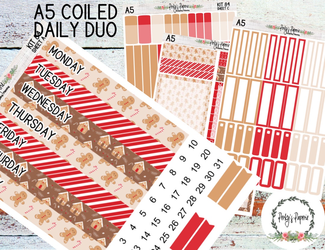 A5 Coiled Daily Duo Weekly Planning Kit 84 Gingerbread Decorative ...
