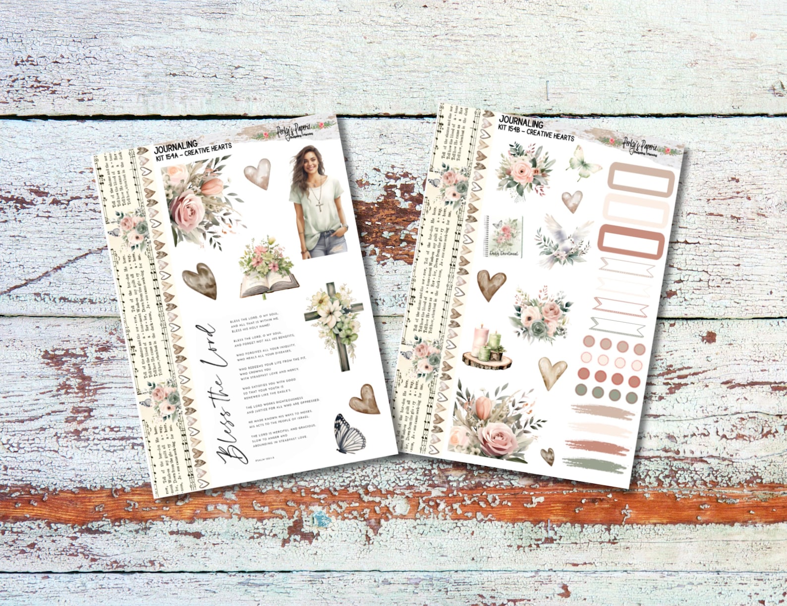Christian Journaling Sticker Kit 154 Creative Hearts, Planner Stickers ...
