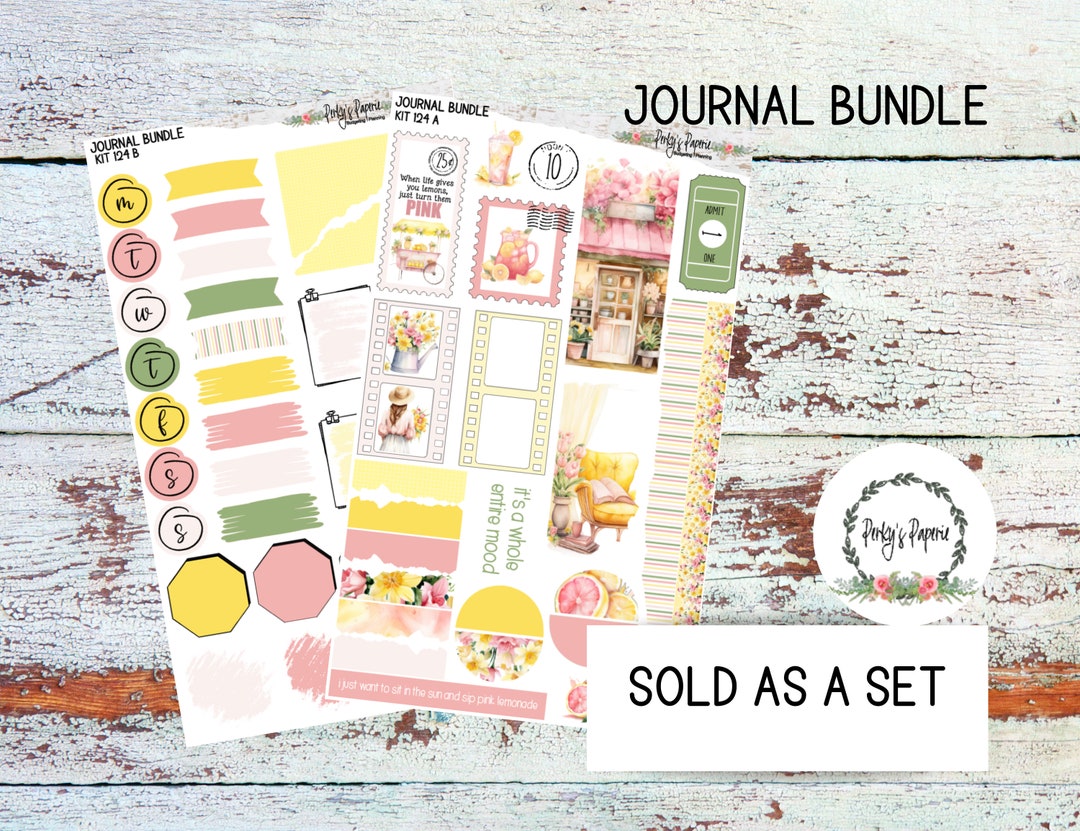 Hobonichi Journaling Bundle Complete Sticker Kit 124, Pink Lemonade and ...
