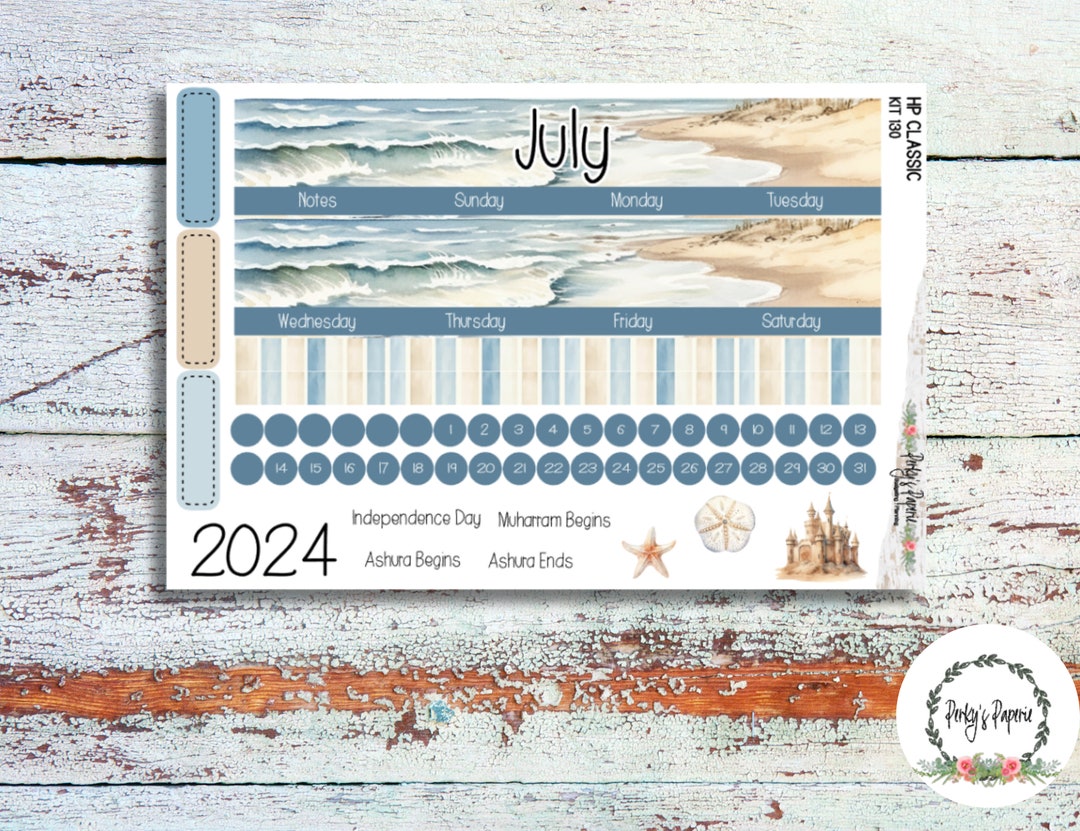 HP Classic July 2024 Monthly Calendar View Planner Sticker Kit 130 ...