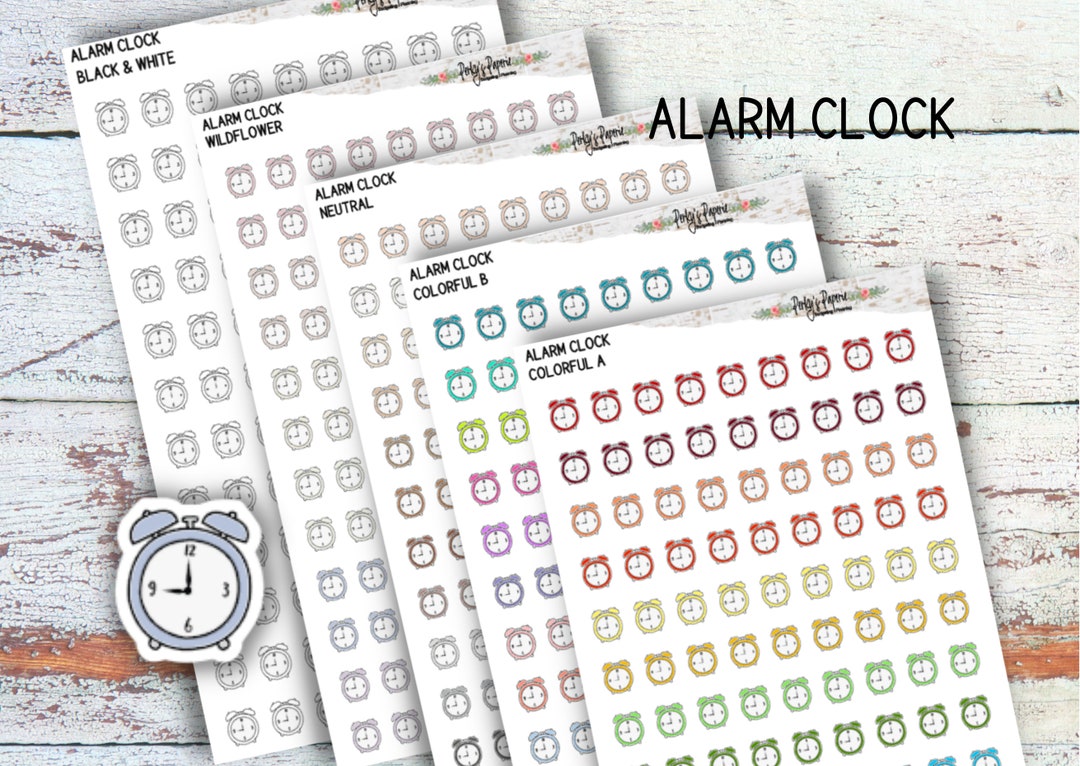 Alarm Clock Icon Planner Stickers, Time Tracker Icons, Functional ...