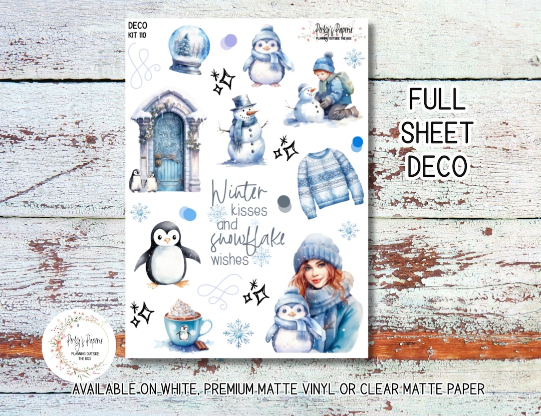 Winter Penguin Sticker Kit #110 | Journaling & Planner Stickers | Cute ...