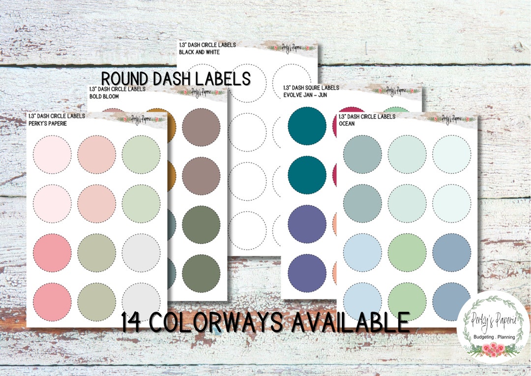 Dash Label Round Basic Label Functional Planner Sticker in 14 Different ...