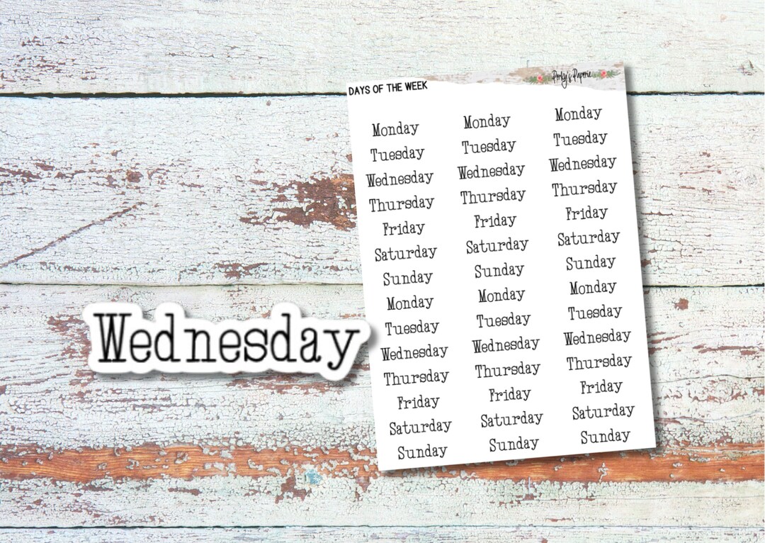 Days of the Week Planner Stickers, Planner Date Stickers, Calendar Date ...