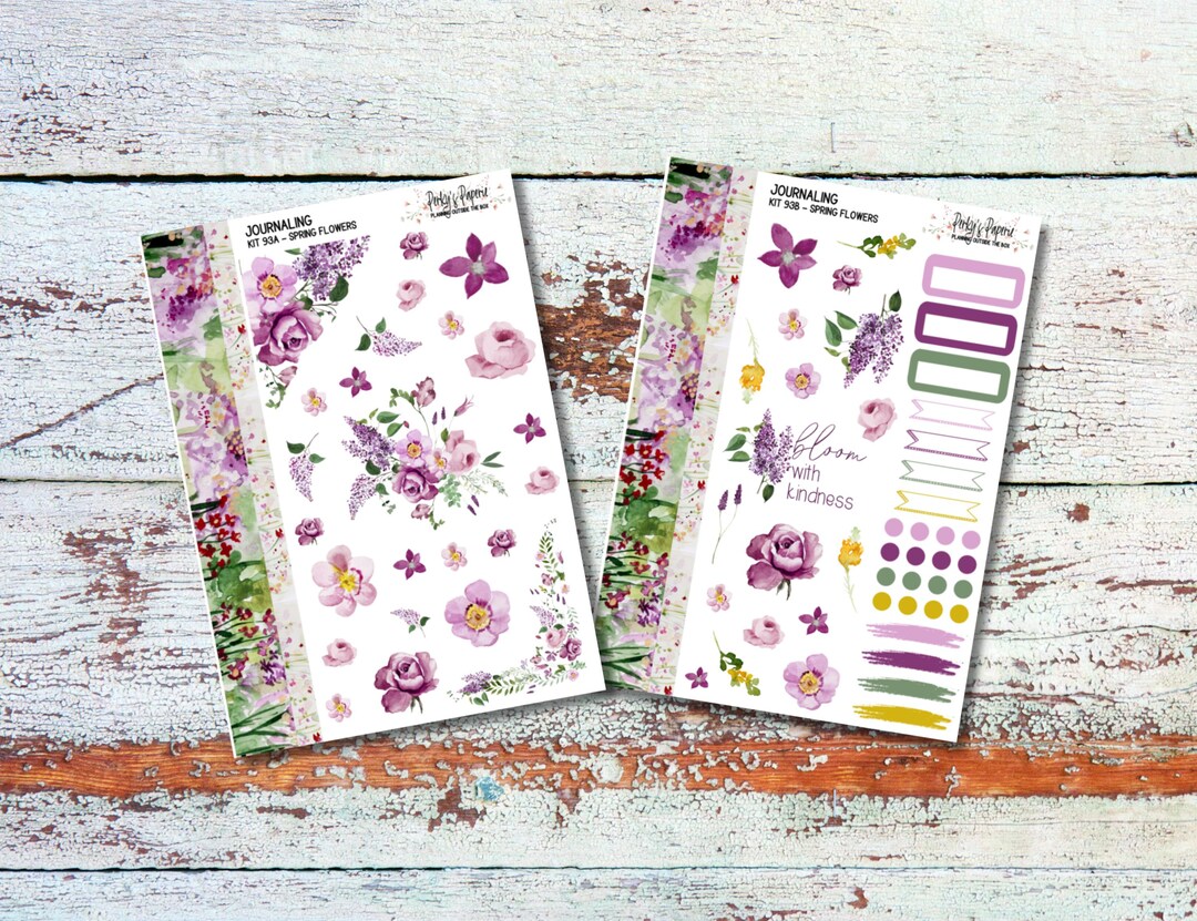 Spring Flowers Journaling Sticker Kit 93 Lilac and Rose Flowers ...
