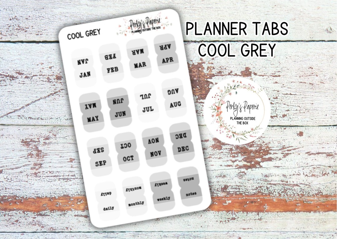 Cool Grey Mini Monthly Planner Tabs for Hobonichi Cousin, Hobonichi ...