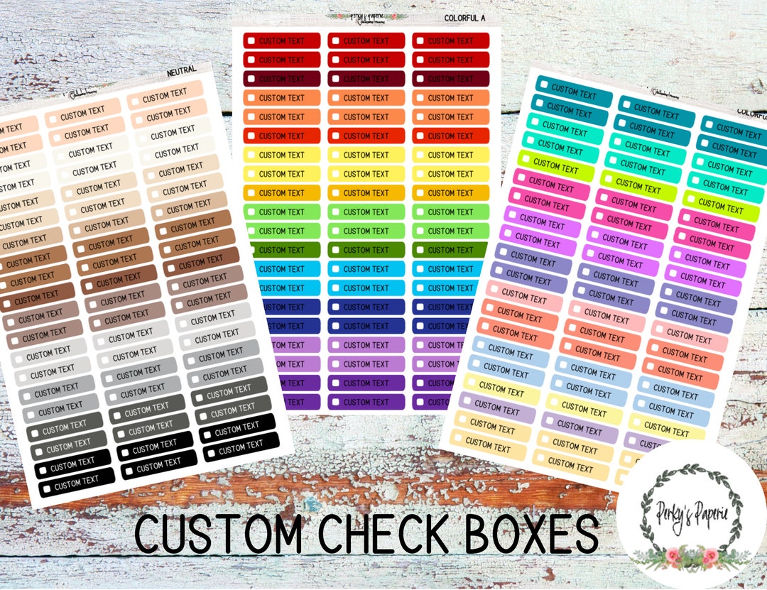 Customized Planner Check Box Stickers | Basic Check Box Planner Labels ...