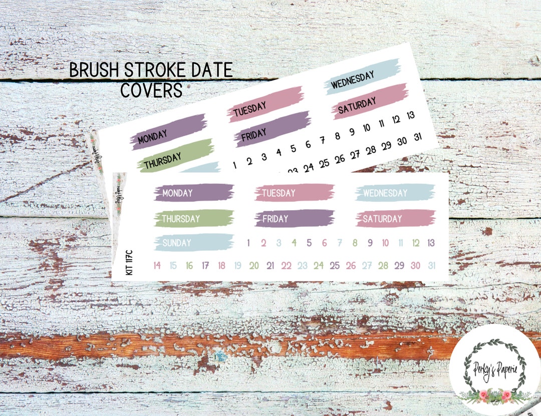Vertical Planner Brush Stroke Mixed Color Date Covers Colorful Planner ...