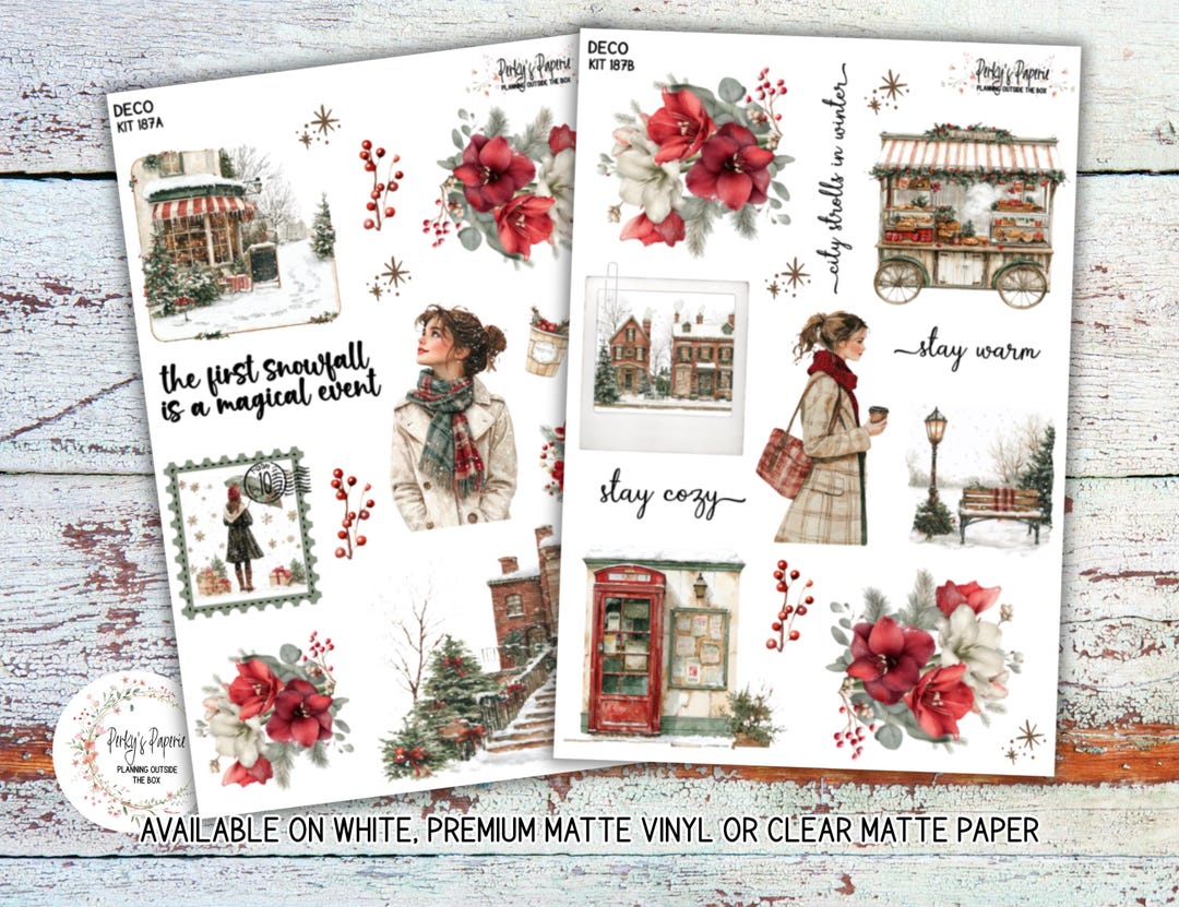 First Snowfall in the City Winter Sticker Kit 187 | Cozy Planner ...