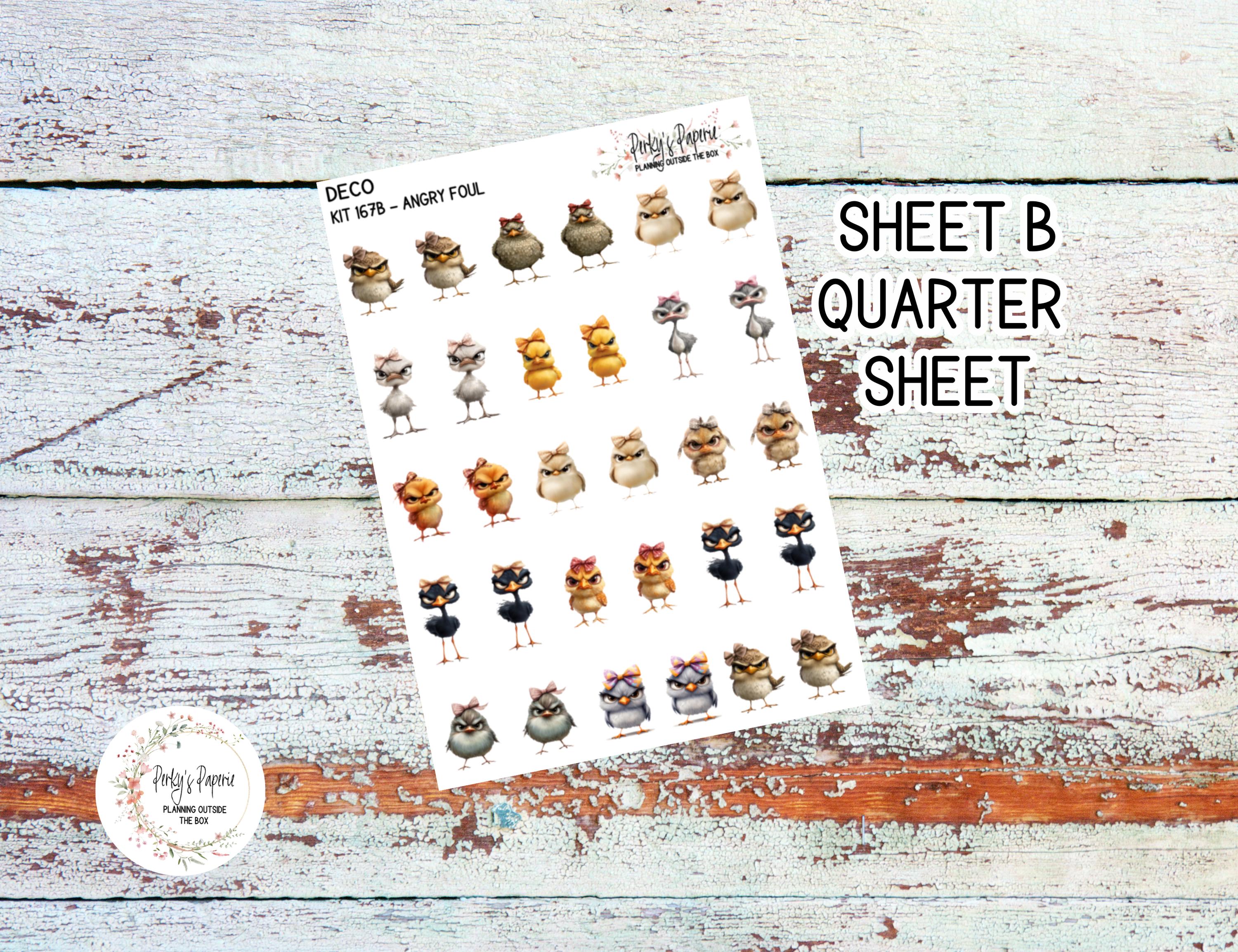 Angry Foul Full Sheet Deco Planner Stickers Kit 167 - Full and Quarter ...