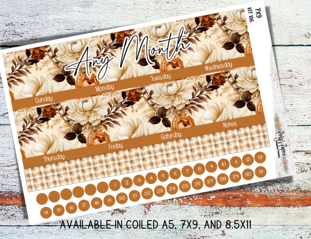Monthly View Calendar Decorative Planner Stickers Boho Fall - Etsy
