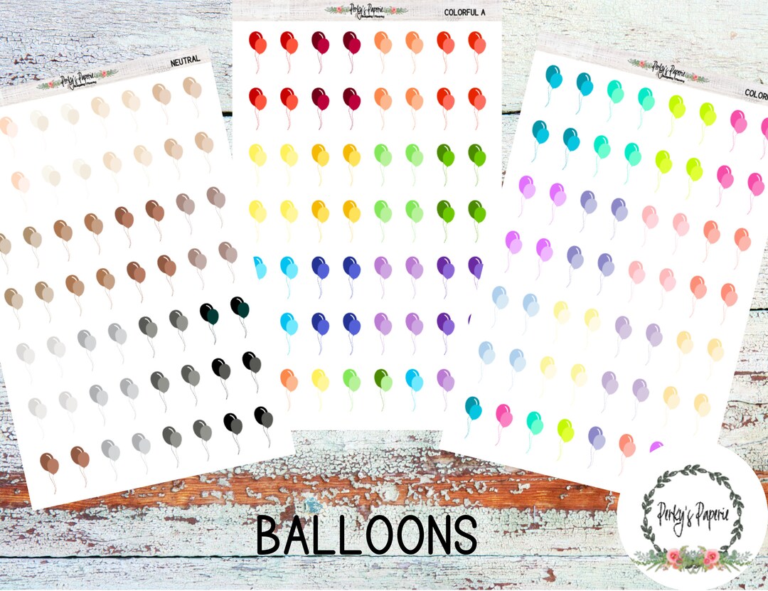 Colorful Birthday Balloon Planner Stickers | Celebration | Decorative ...