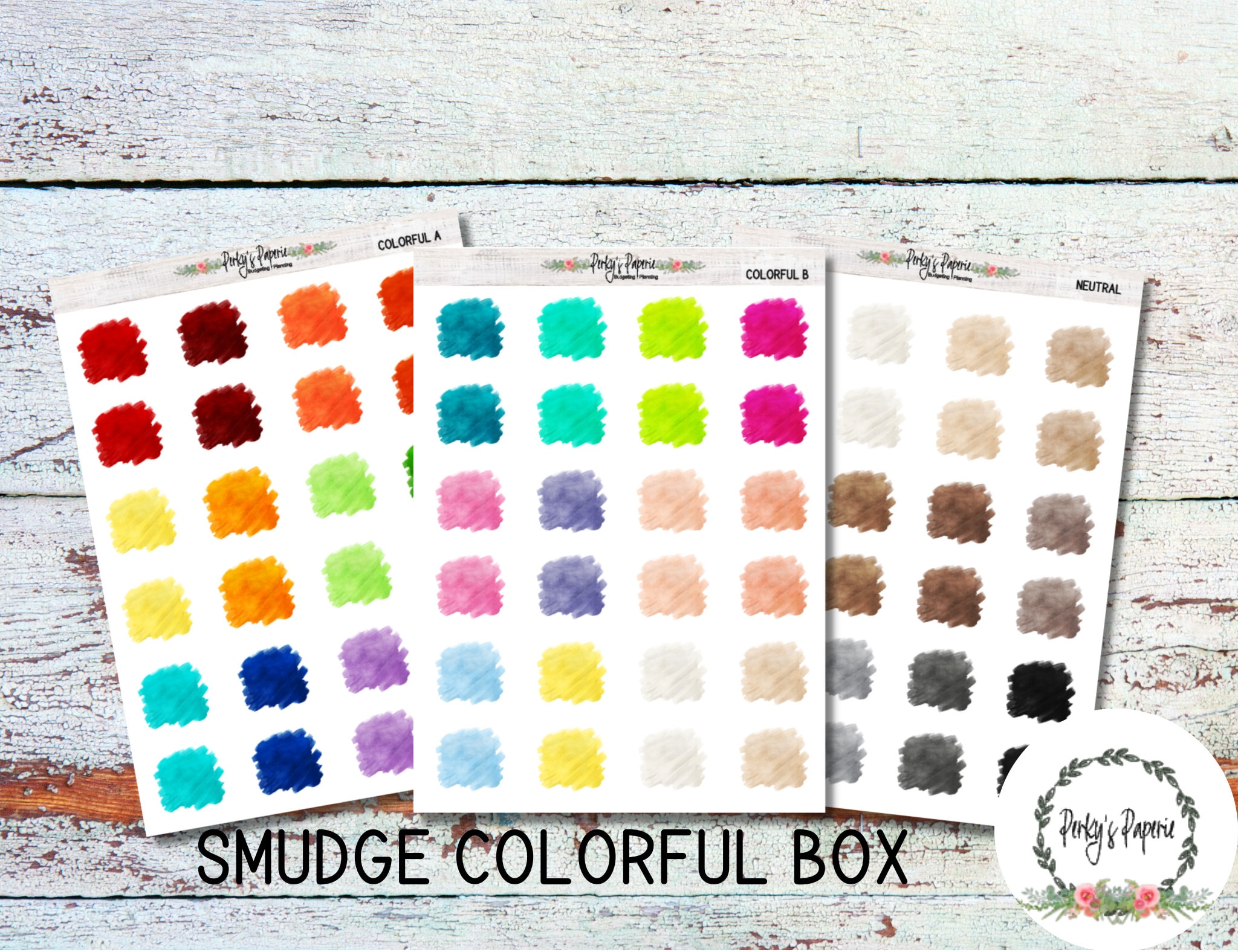 Colorful Square Paint Smudge Planner Boxes for Layering - Etsy
