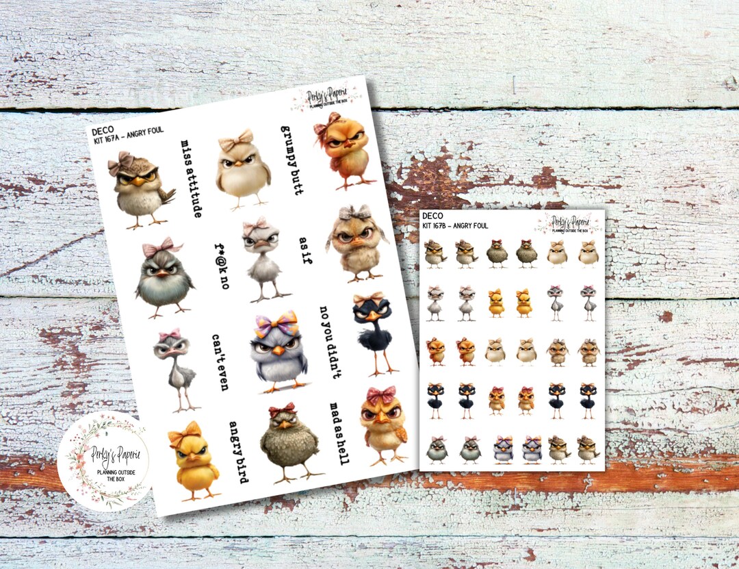 Angry Foul Full Sheet Deco Planner Stickers Kit 167 - Full and Quarter ...