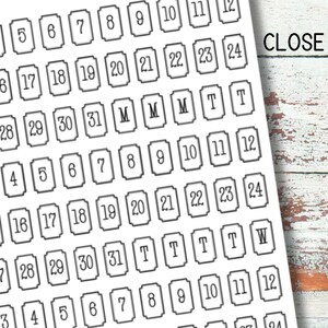 Number Planner Stickers in Frames, Planner Date Stickers, Calendar Date ...
