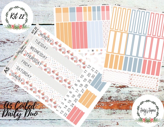 A5 Coiled Daily Duo Weekly Planning Kit for Spring and Summer | Etsy
