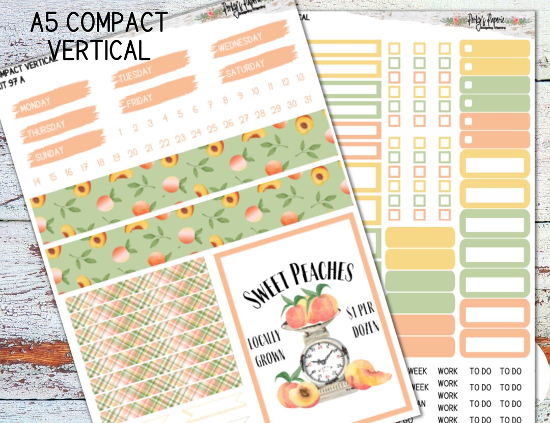 EC A5 Coiled Compact Vertical Weekly Planning Sticker Kit 97 Peaches ...