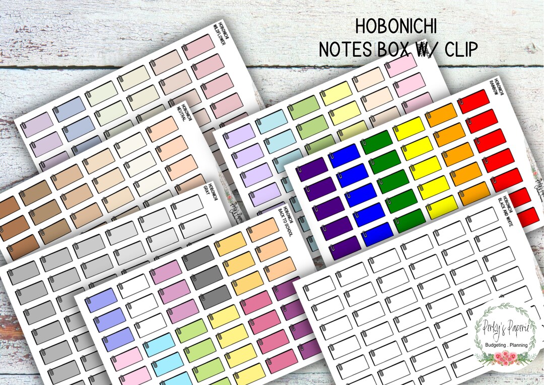 Colored Notes Box With Clip Planner Sticker | Fuctional Planner Box ...