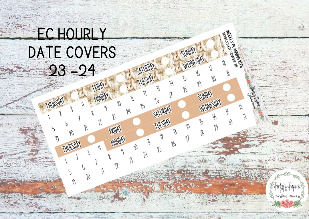 Hourly Decorative Date Cover Planner Stickers Kit 115, Days of the Week ...