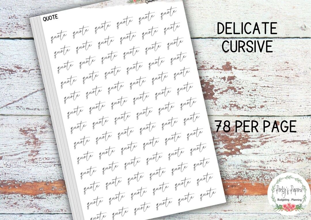 Quote Script Sticker in Delicate Curvise Lettering for All Your ...