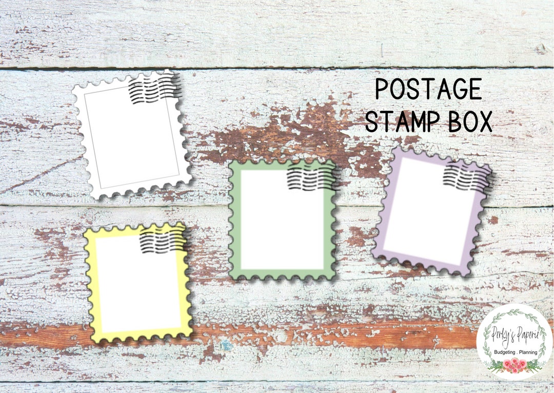 30 Colorful Postage Stamp 1" Planner Sticker Box, Scalloped Boxes ...
