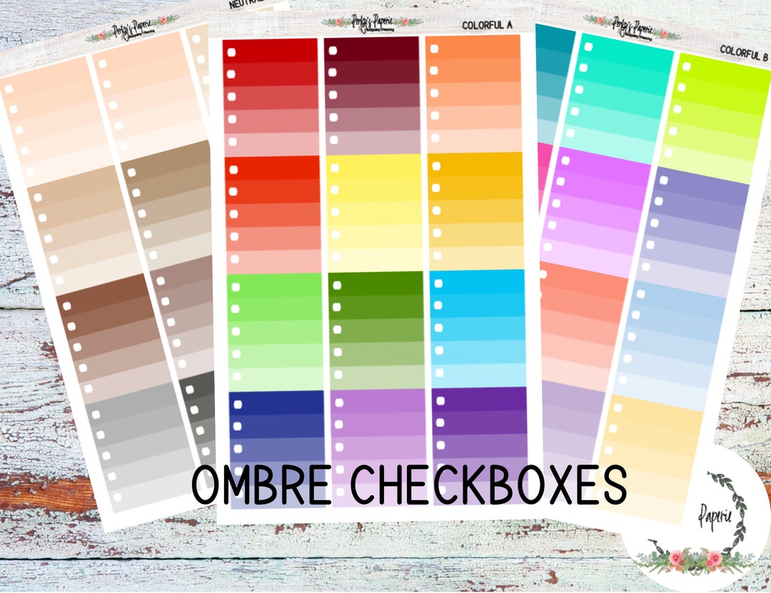 Ombre Checkbox Colorful Planner Sticker | Check List | Functional ...