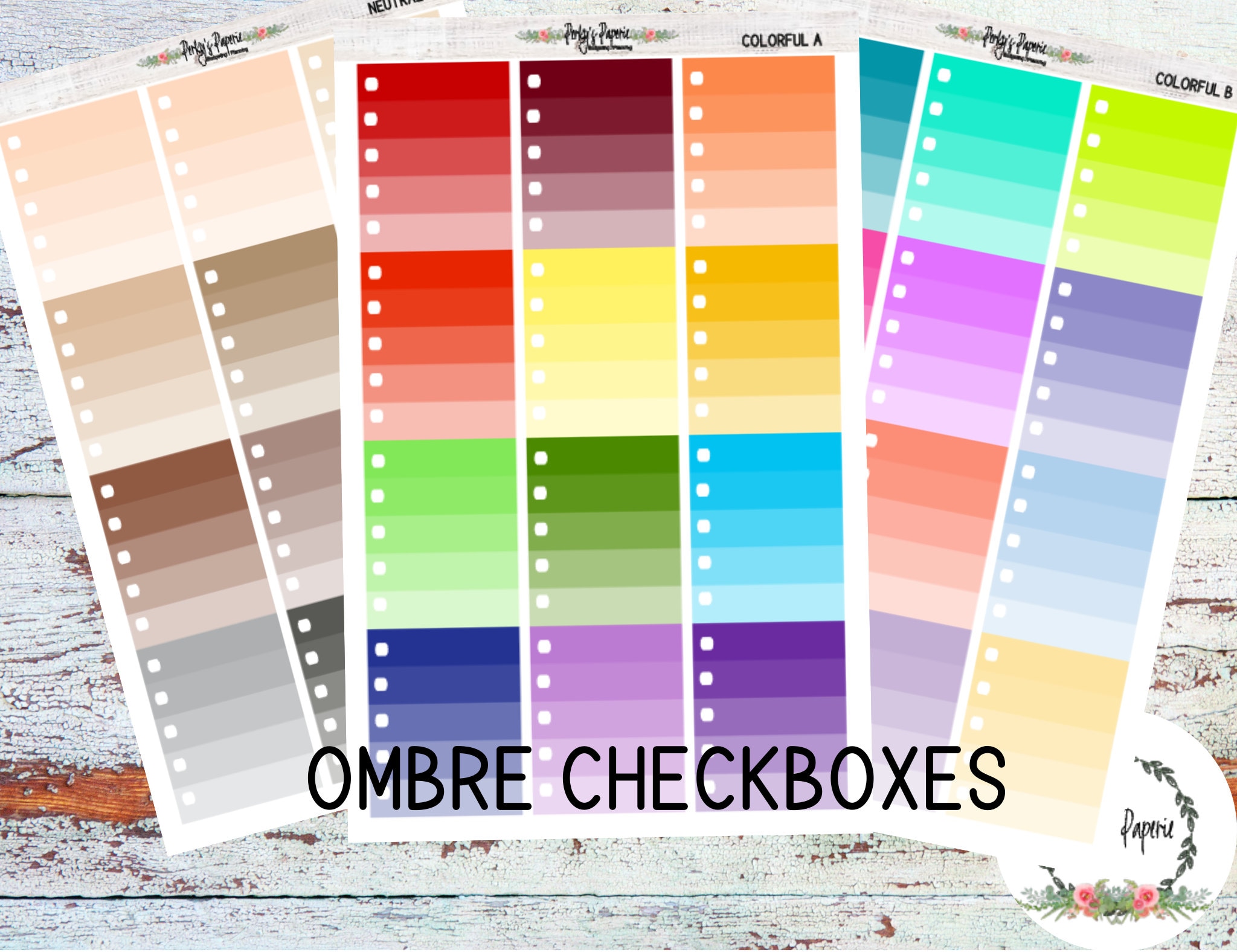 Ombre Checkbox Colorful Planner Sticker Check List - Etsy