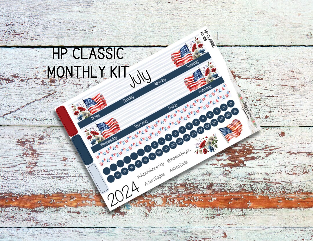 HP Classic July 2024 Monthly Calendar View Planner Sticker Kit 128 ...