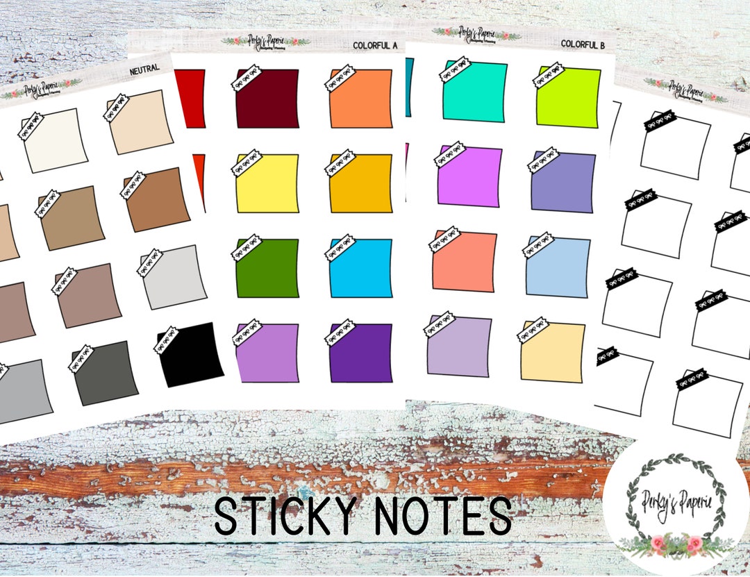 Sticky Note Planner Box Stickers | Planner Stickers | Take Notes ...