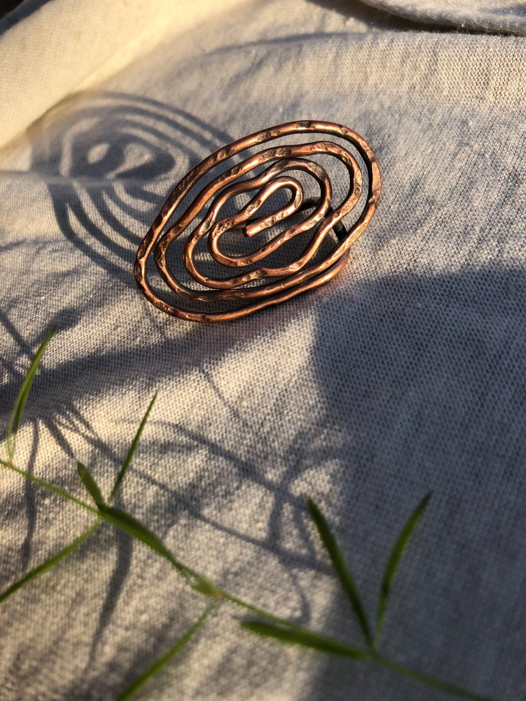 Spiral Design Ring, Big Statement Abstract Ring, Oxidized Copper Wire ...