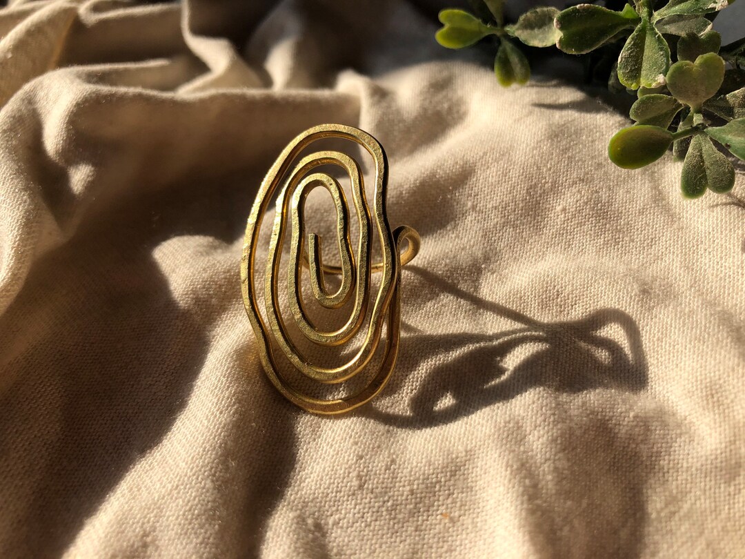 Spiral Design Ring, Large Abstract Modern Jewelry, Minimalist Artistic ...
