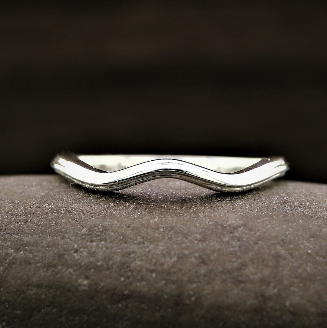 14k Solid Gold Plain Curved Wedding Ring Plain Minimalist - Etsy