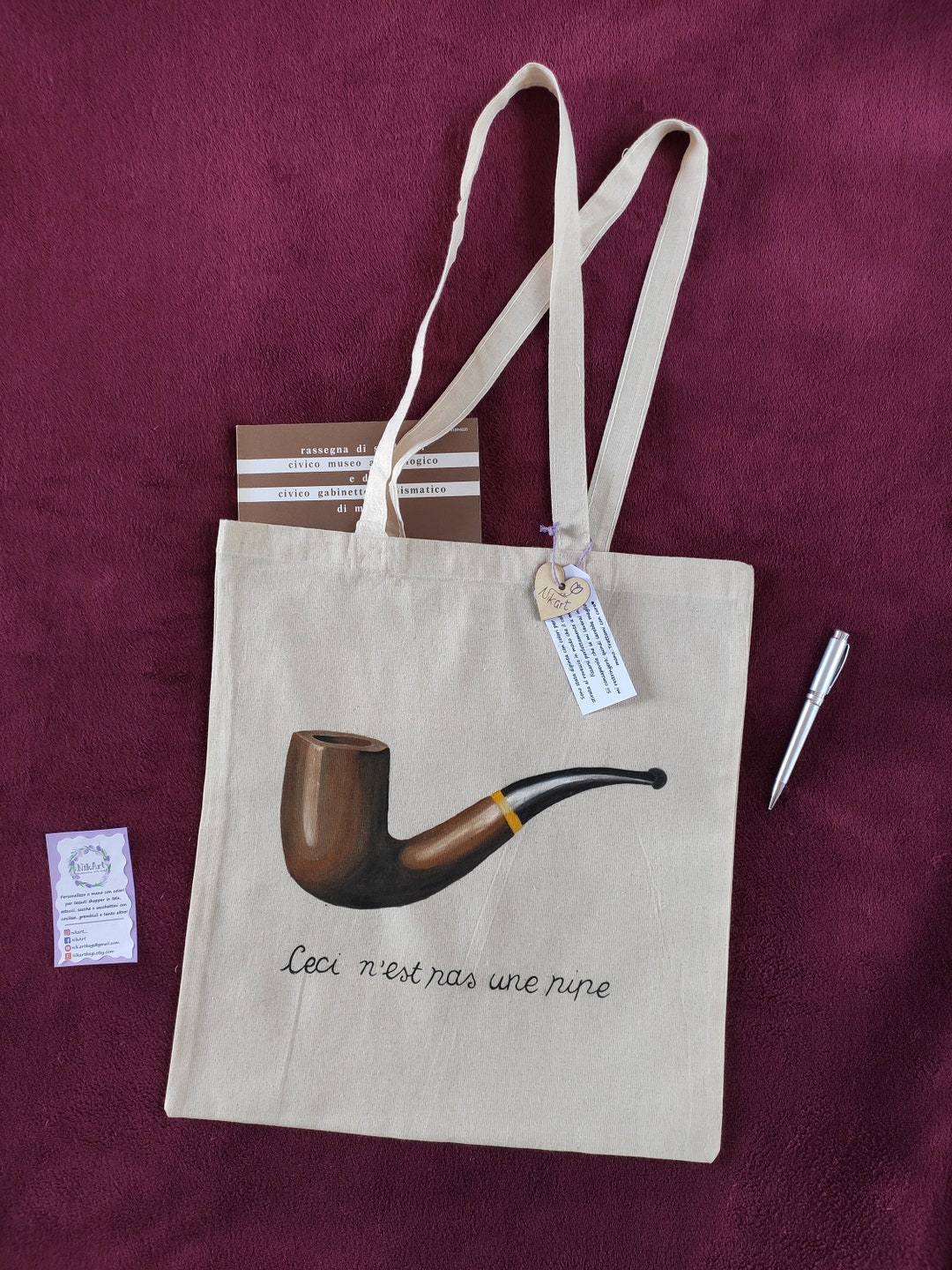 Handpainted Tote Bag MAGRITTE La Trahison Des Images - Etsy