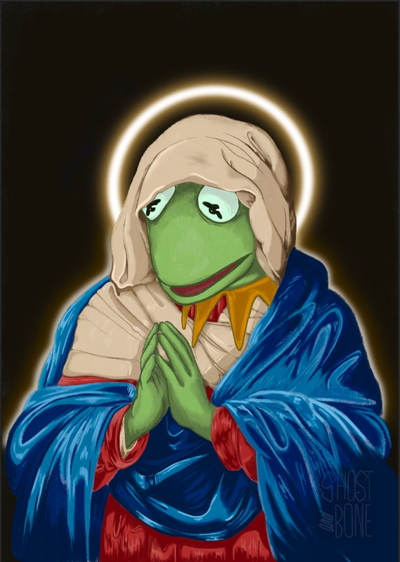 The Kermit in Prayer A4 art print | Etsy