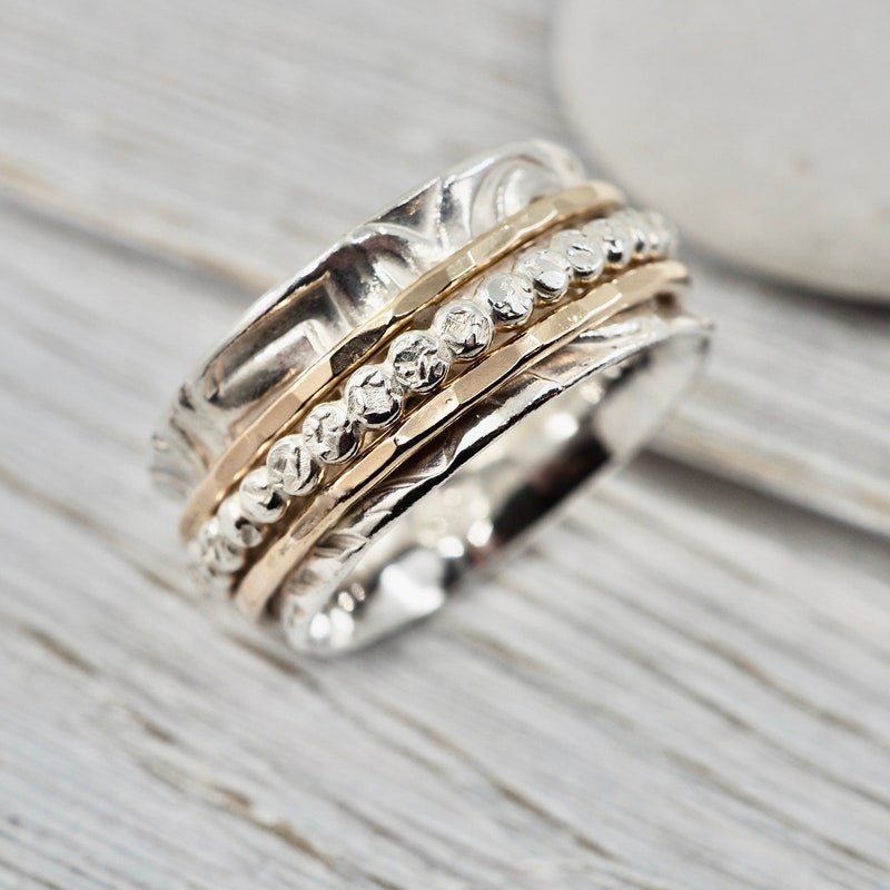 Silver and Gold Ring - Etsy