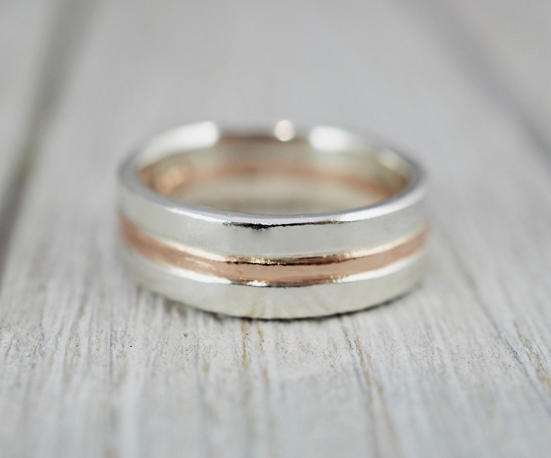 Heavy Silver and Copper Ring | Sterling Silver and Copper Ring | Mens ...